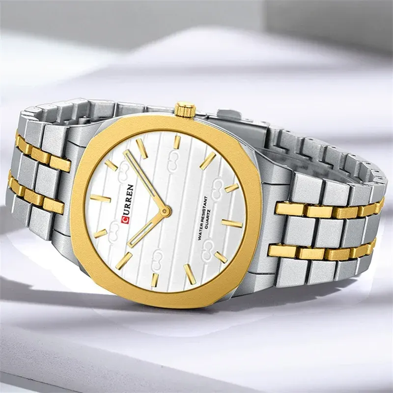 Curren Ultra Slim White Dial Two-tone Men's Watch | 8444