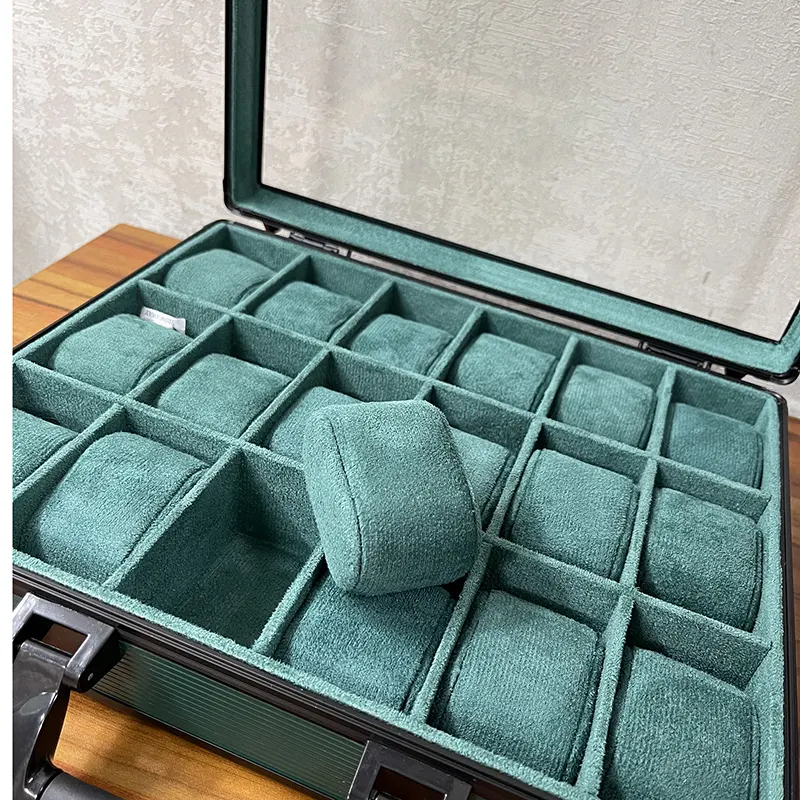 18 Slots Dark Green Top Glass Window Organizer Box