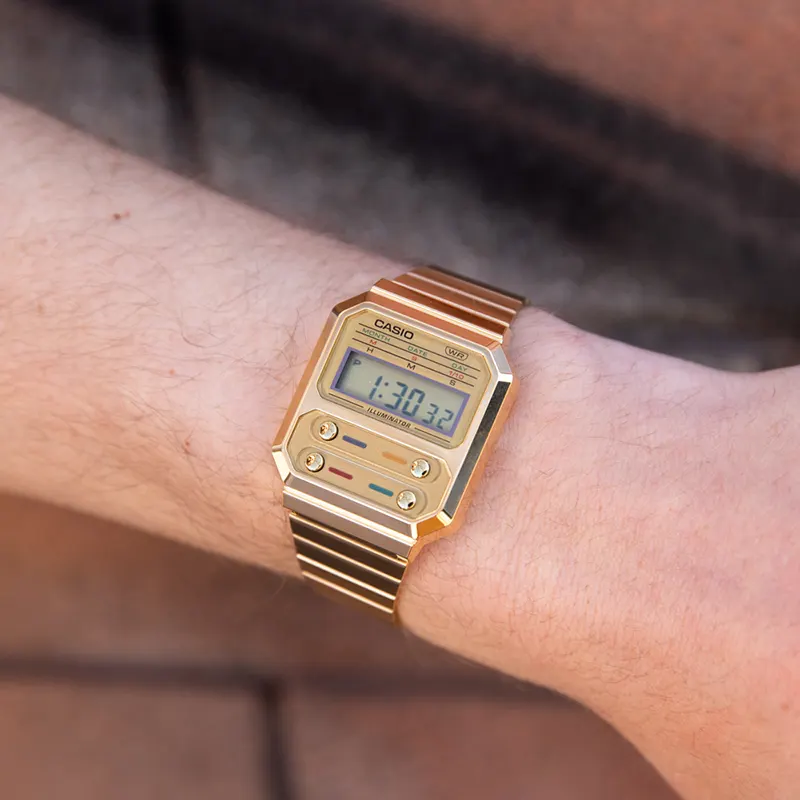 Casio A100WEG-9A Gold-tone Digital Dial Watch