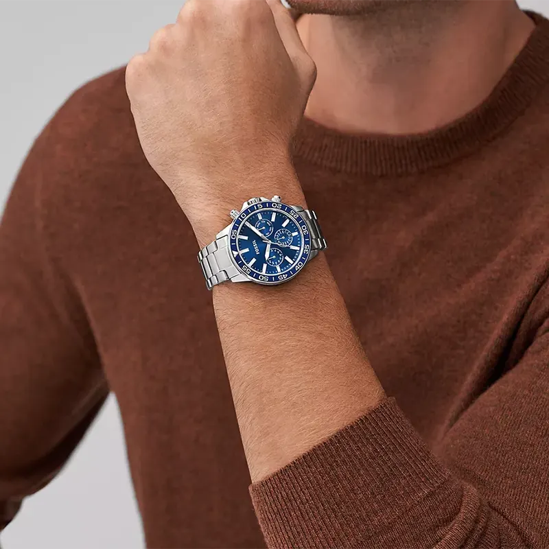 Fossil His and Hers Bannon Multifunction Blue Dial Watch Box Set ...