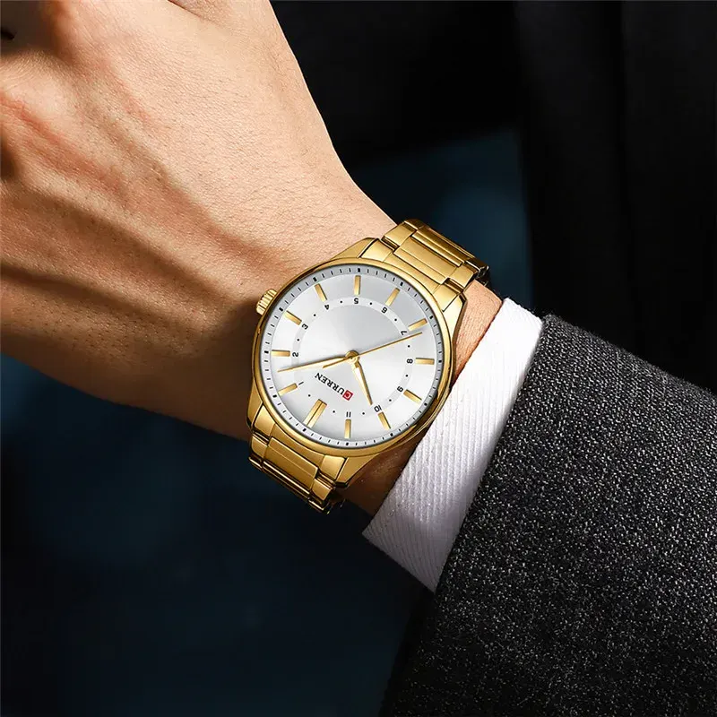 Curren Gold-tone White Dial Men’s Watch | 8423