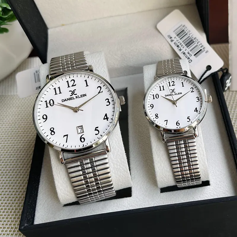 Daniel Klein White Dial Silver-tone Couple Set | DK.1.13577-1