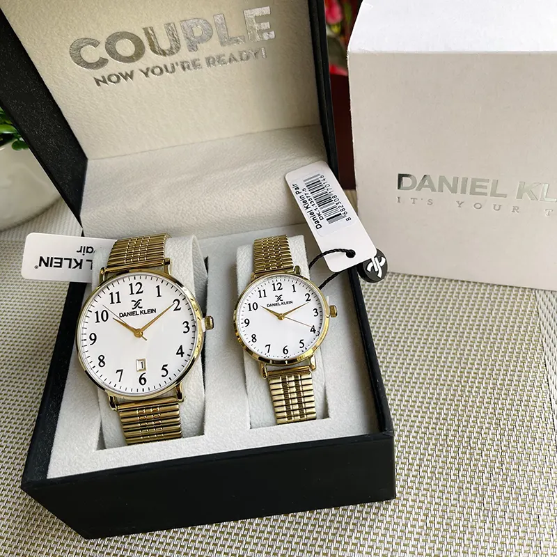 Daniel Klein White Dial Gold-tone Couple Set | DK.1.13577-5