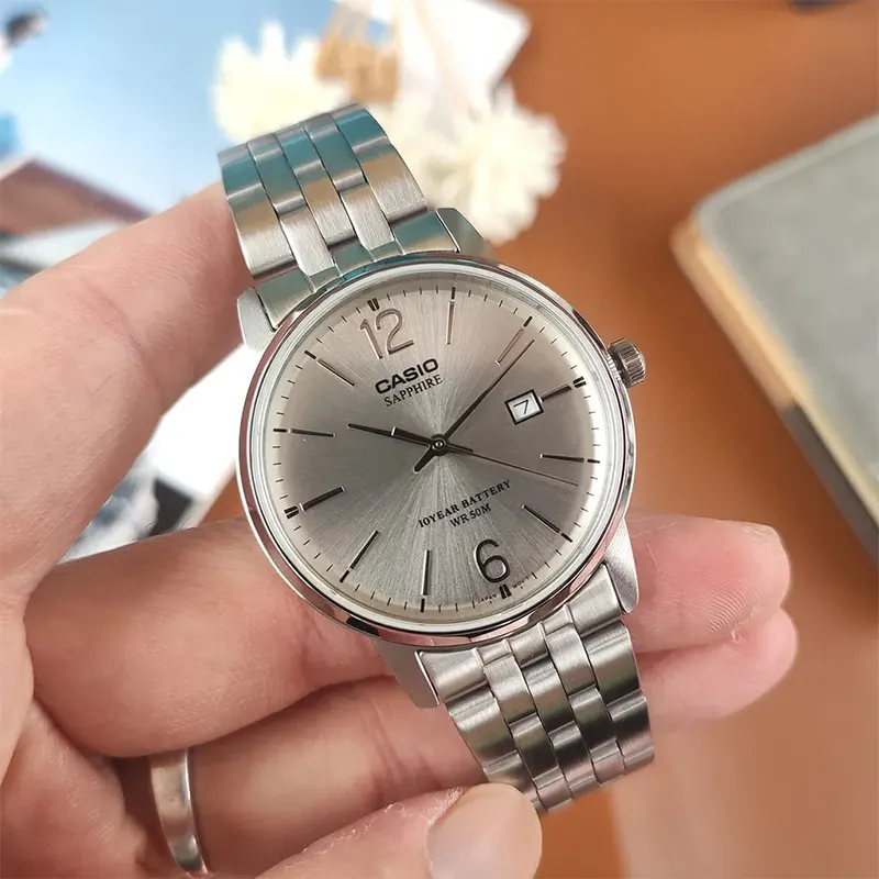 Casio MTS-110D-7AV Silver Dial Silver-tone Men's Watch