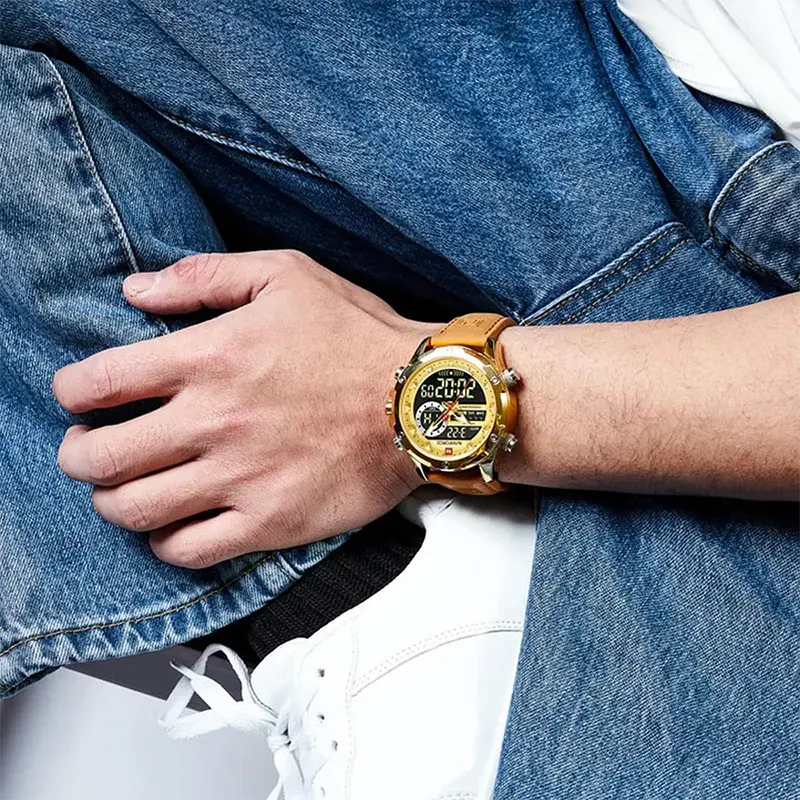 Naviforce NF9208 Dual-time Black Dial Men's Watch