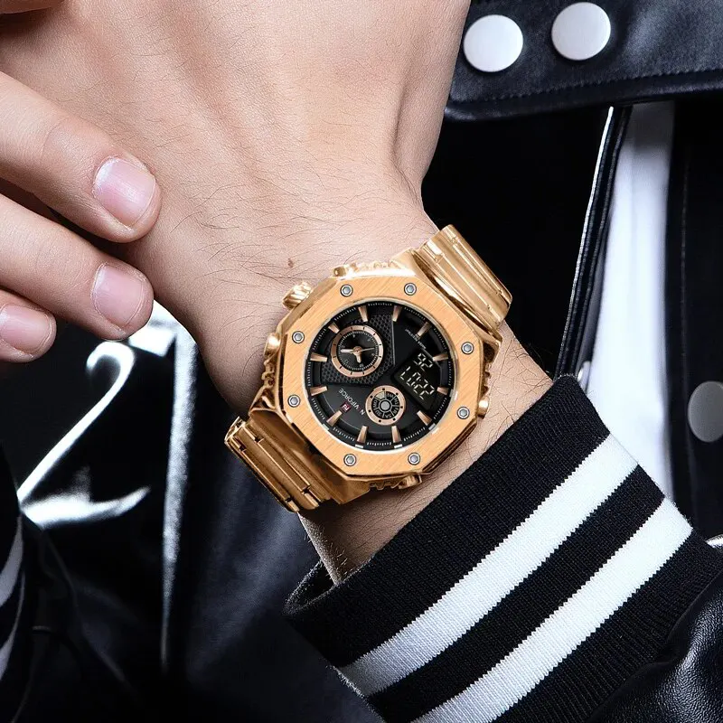 Naviforce NF9216 Black Dial Rose Gold-tone Men's Watch