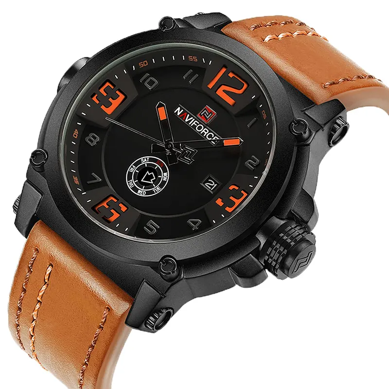 Naviforce NF9099 Dual-time Black Dial Men's Watch