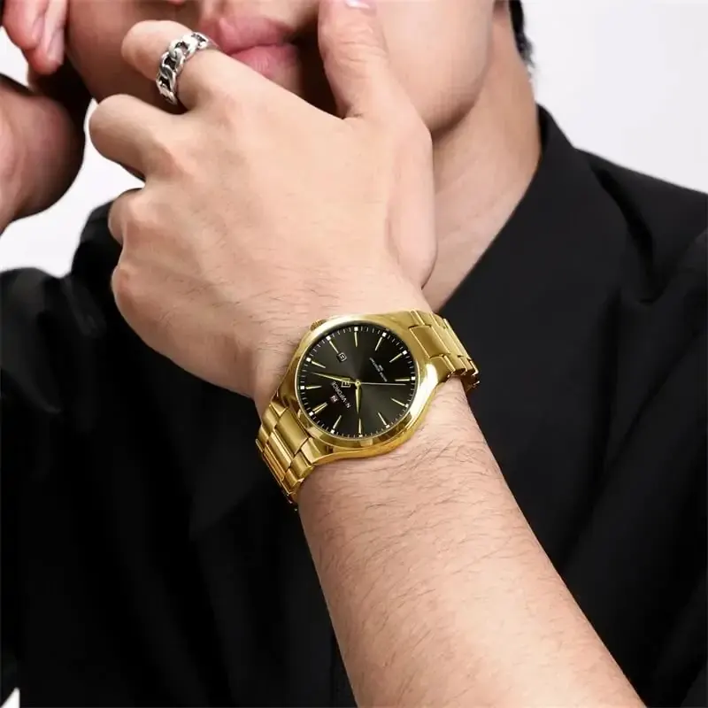 Naviforce NF9214 Black Dial Gold-tone Men's Watch