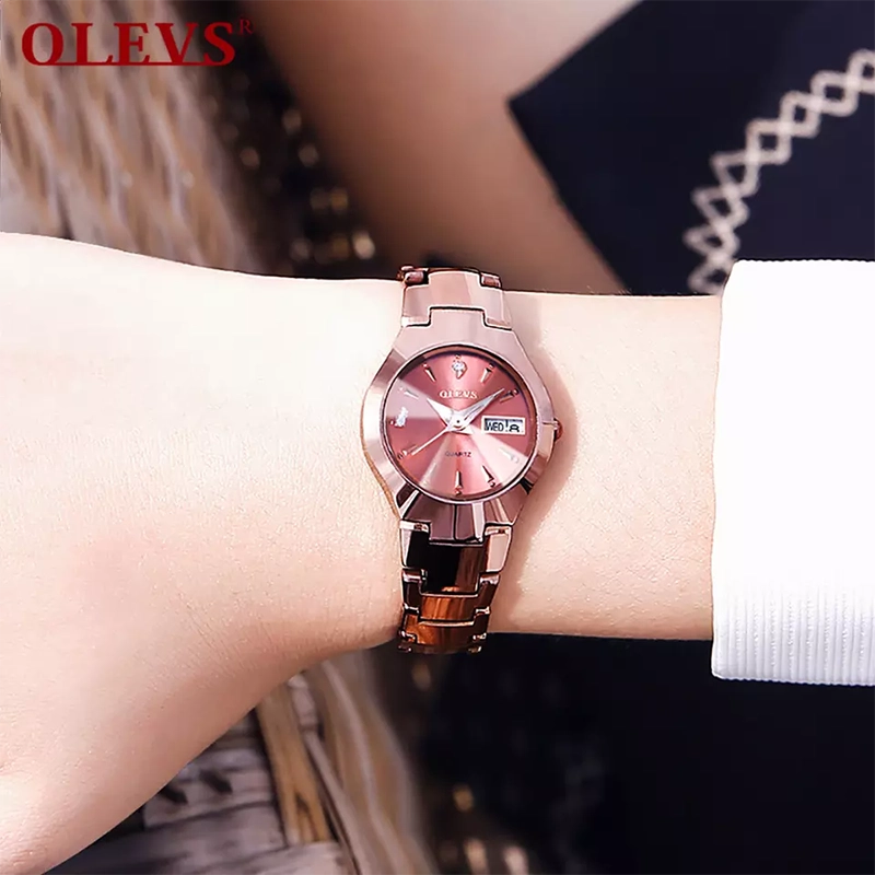 Olevs Tungsten Steel Copper Dial Ladies Watch | 8697