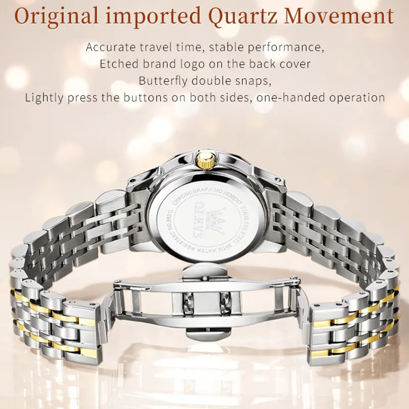 Olevs White Dial Two-tone Ladies Watch | 9931