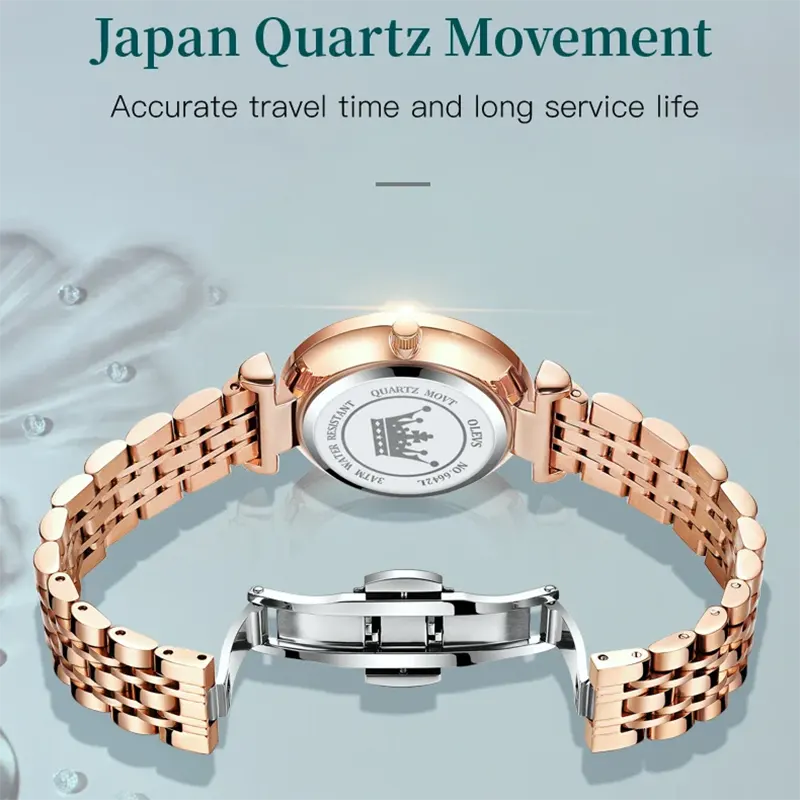 Olevs Gift Set With Watch And Rose Gold Pendant With Bracelet | 6642