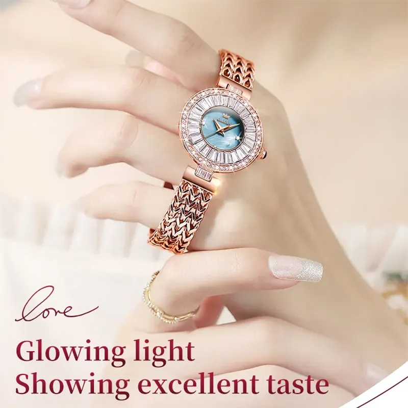 Olevs 9959 Blue Mother of Pearl Dial Rose Gold ladies Watch