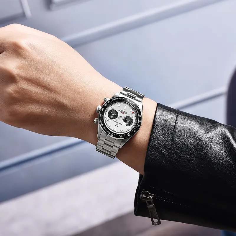 Pagani Design PD-1718 Black Bay Chrono White Dial Men's Watch