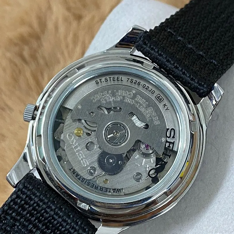 Seiko 5 Black Dial Nylon Strap Men's Watch | SNK809