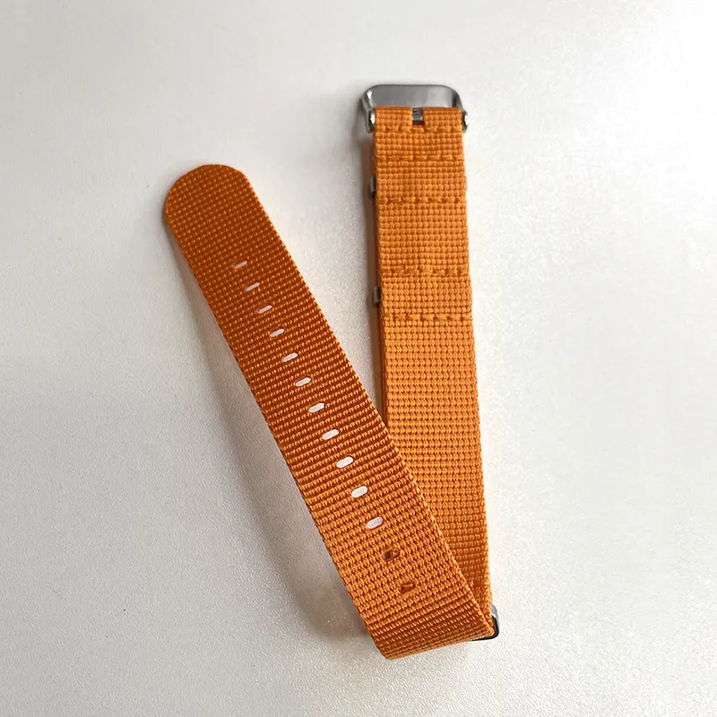 22mm NATO Watch Strap – Orange Nylon with Steel Buckle
