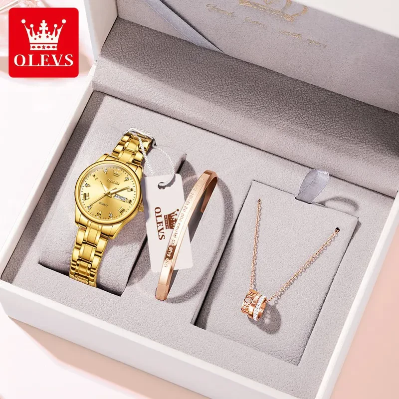 Olevs Gift Set With Watch And Pendant With Bracelet | 5563