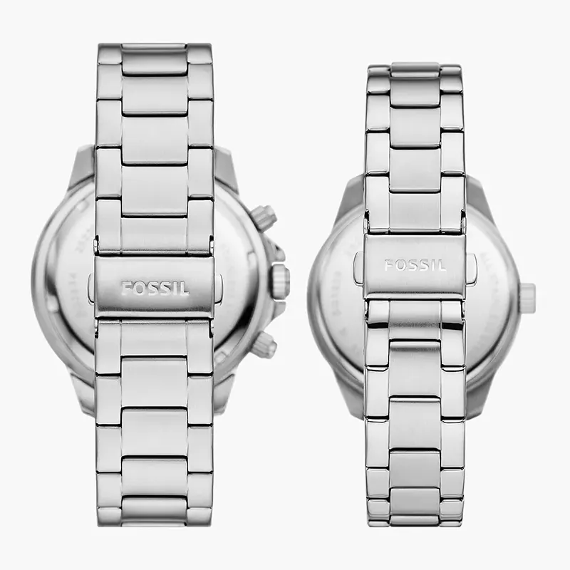 Fossil His and Hers Bannon Multifunction Blue Dial Watch Box Set ...