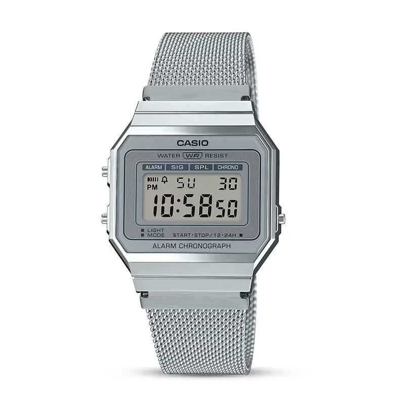 Casio A700WM-7A Super Slim Vintage Mesh Chain Digital Watch