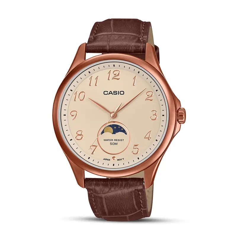 Casio Enticer MTP-M110RL-5AV Moon Phase Champagne Dial Watch