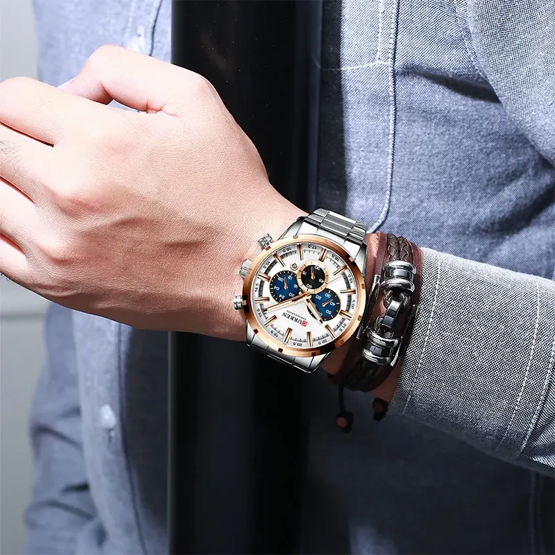 Curren Most Luxurious Chronograph White Dial Men’s Watch | 8355