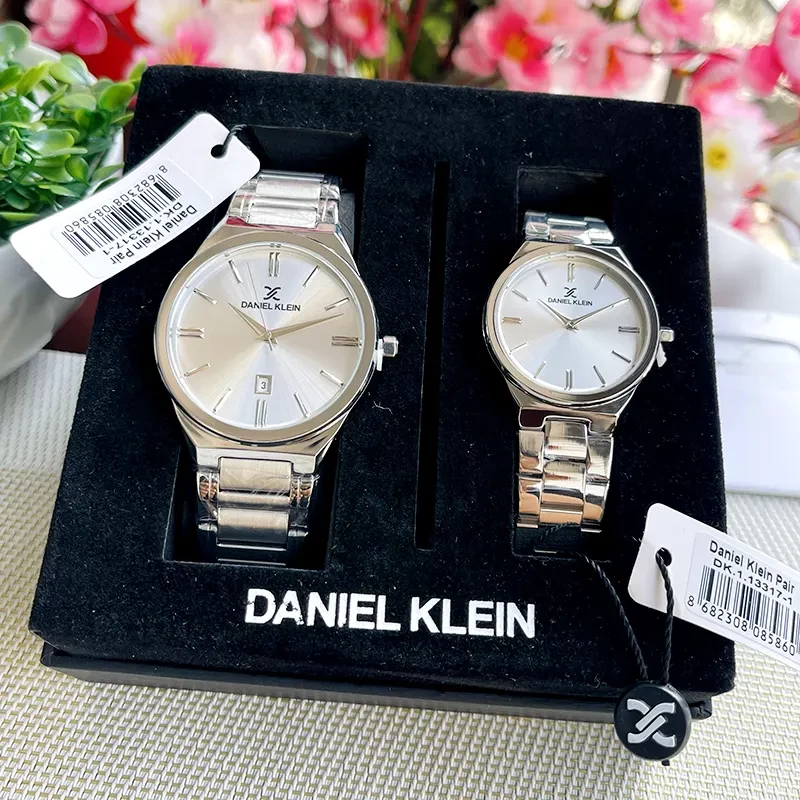 Daniel Klein Silver Dial Silver-tone Couple Set | DK.1.13317-1