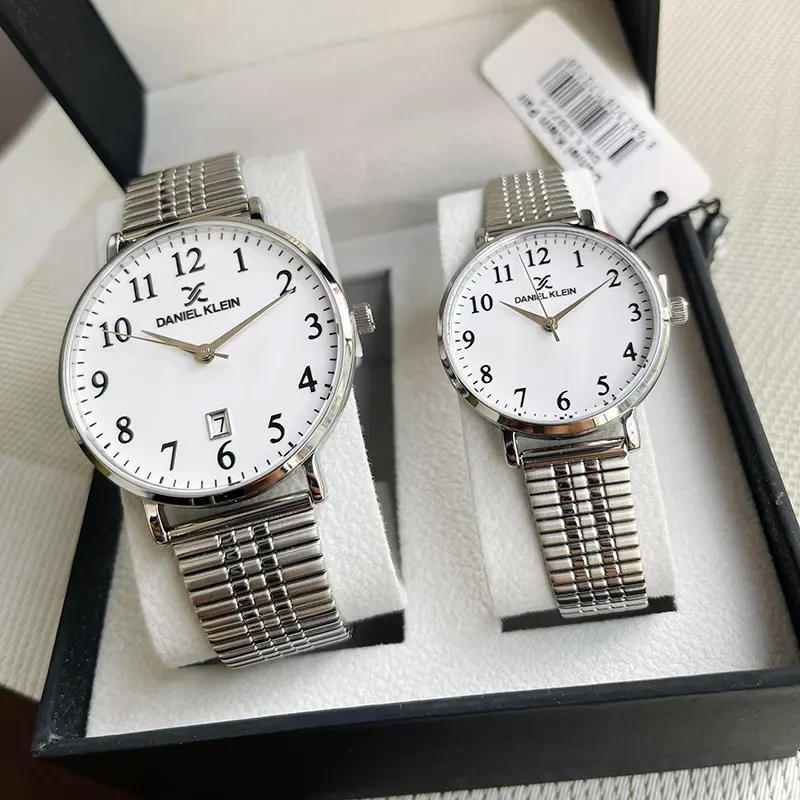Daniel Klein White Dial Silver-tone Couple Set | DK.1.13577-1