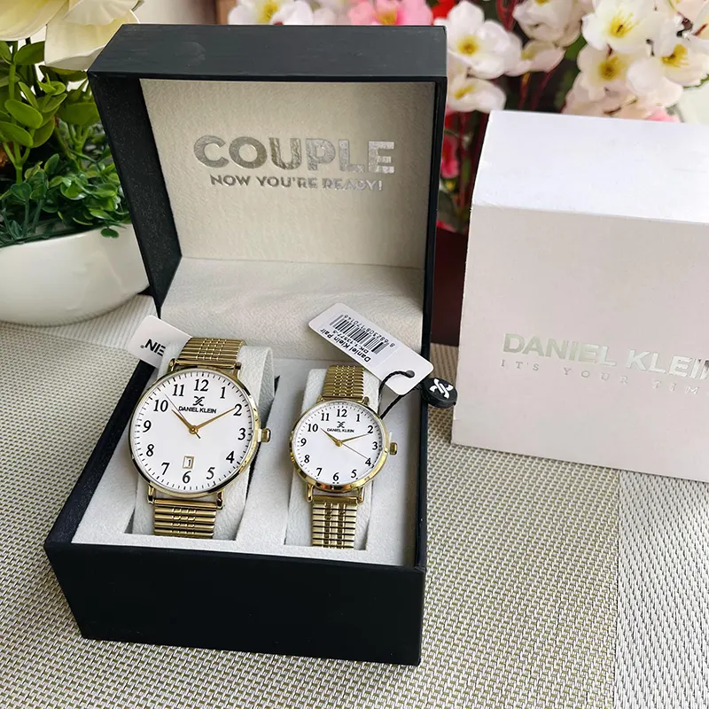 Daniel Klein White Dial Gold-tone Couple Set | DK.1.13577-5
