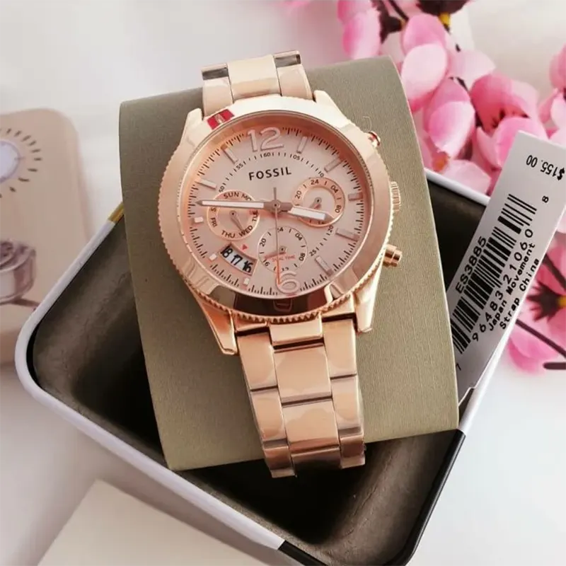 Fossil Perfect Boyfriend Rose-Tone Ladies Watch | ES3885