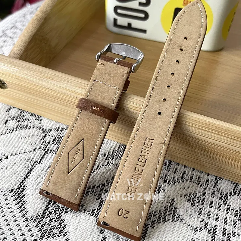 Fossil 20mm Brown Genuine Leather Watch Strap