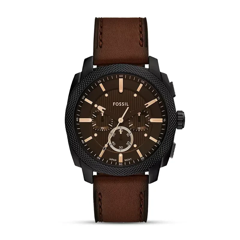 Fossil Machine Chronograph Brown Leather Men's Watch. FS6101