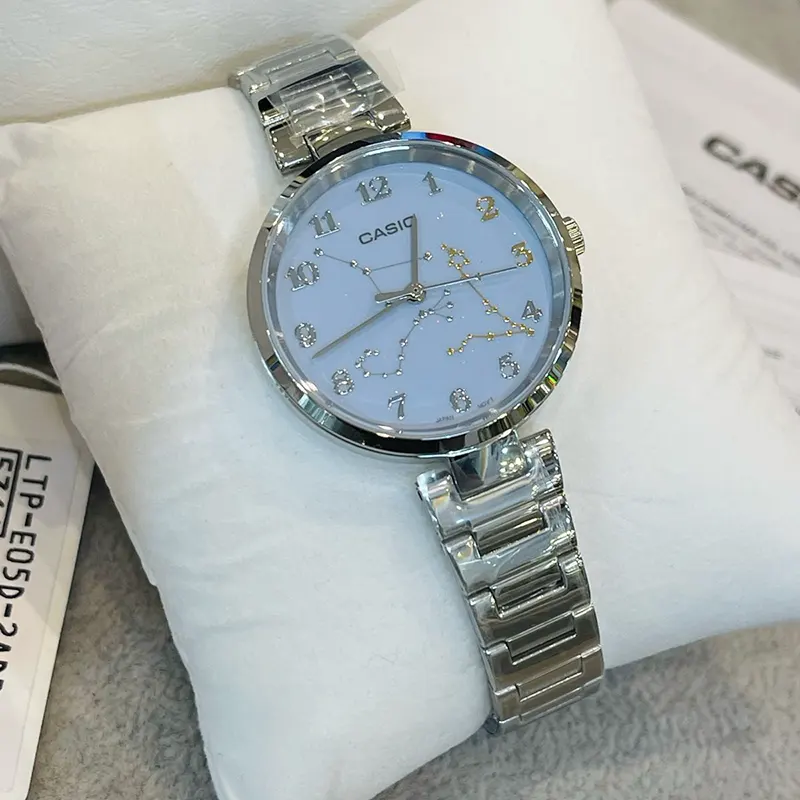 Casio Light Blue Dial Silver-tone Ladies Watch | LTP-E05D-2A