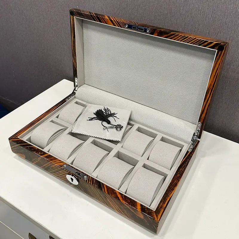 Luxury Wooden Watch Storage Box – 10 Slot High Gloss Organiz