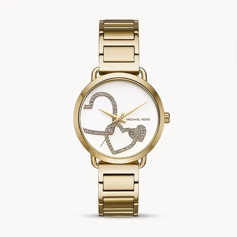 Michael Kors Portia Gold Hearts Dial Ladies Watch | MK3824