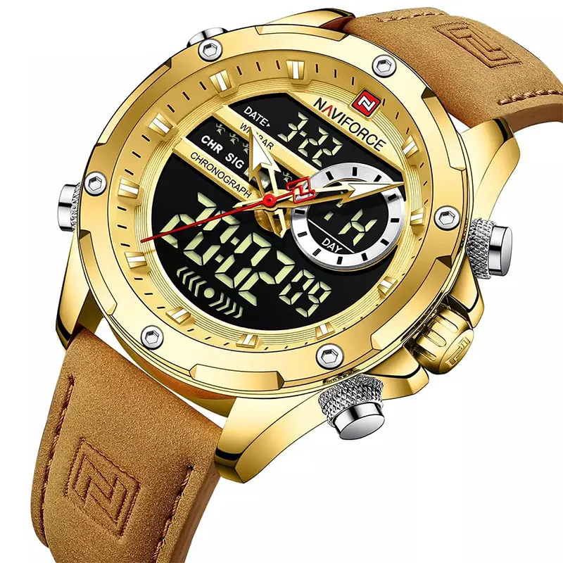 Naviforce NF9208 Dual-time Black Dial Men's Watch