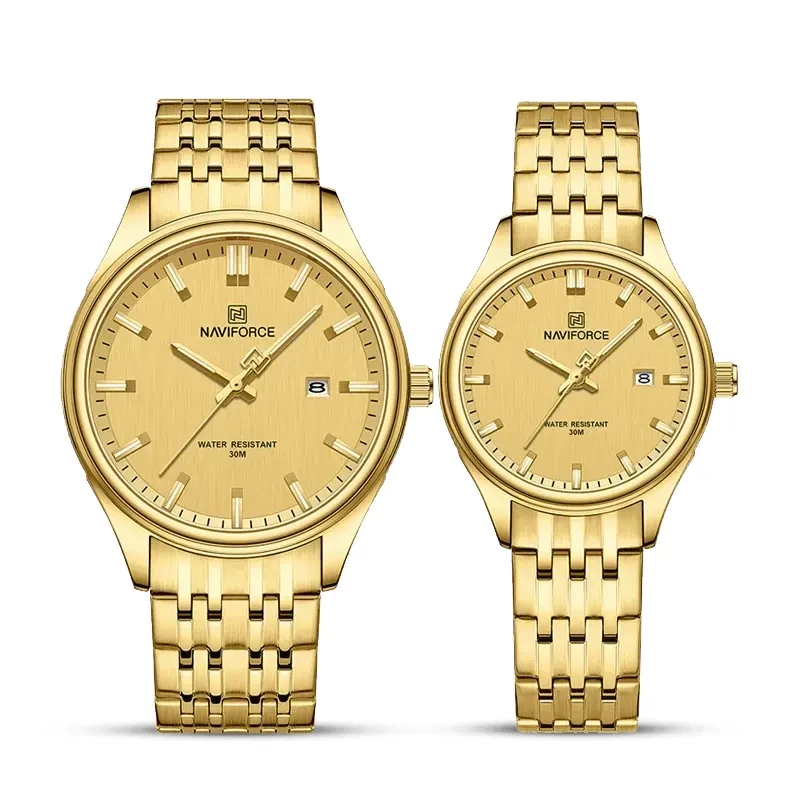 Naviforce NF8039 Gold-tone Couple Watch