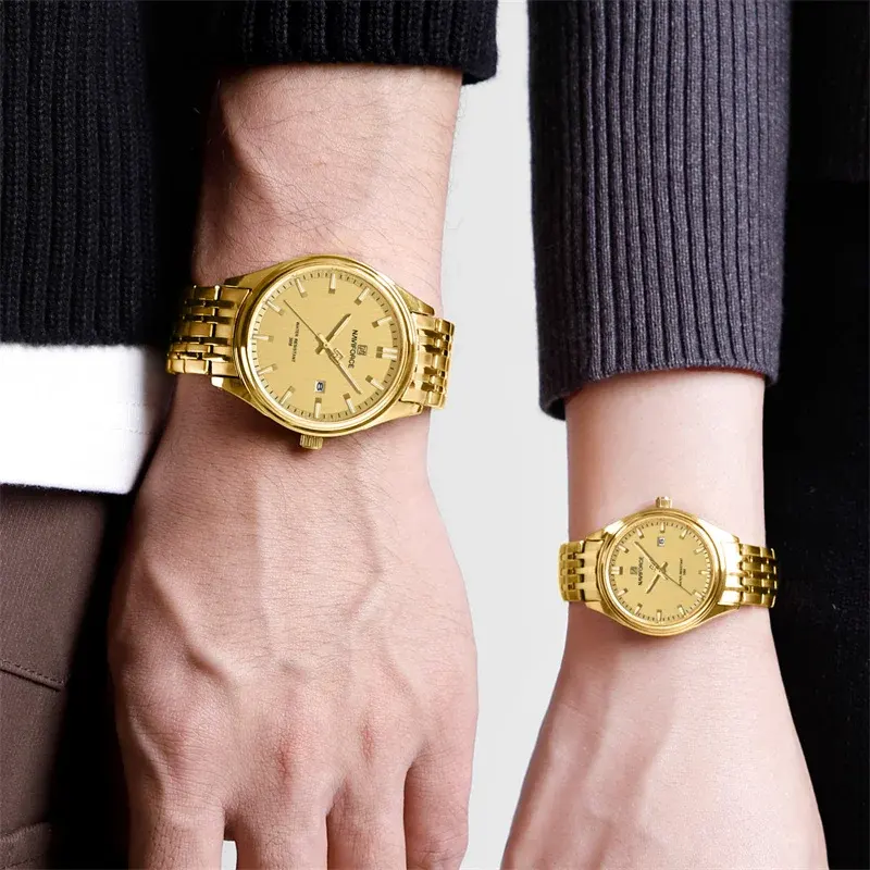 Naviforce NF8039 Gold-tone Couple Watch