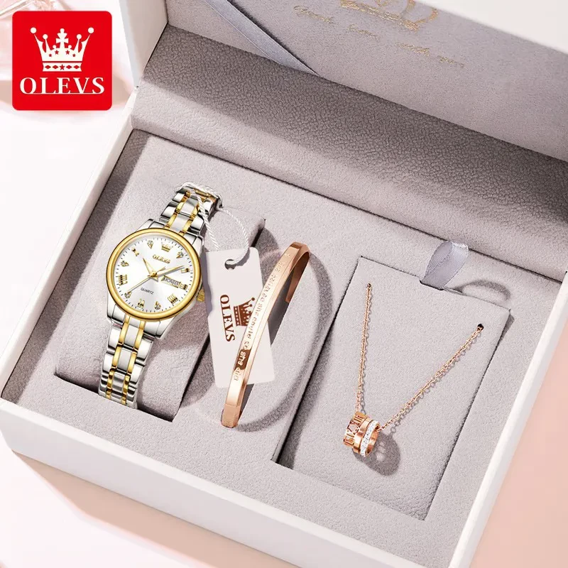 Olevs Luxurious Gift Set With Watch And Pendant With Bracelet | 5563