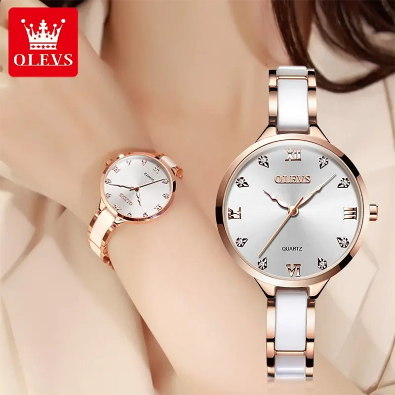 Olevs Most Luxurious White Dial Ladies Watch | 5872