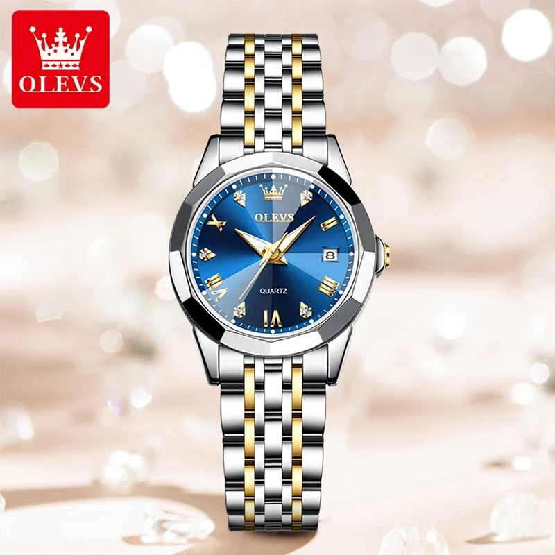 Olevs Blue Dial Two-tone Ladies Watch | 9931