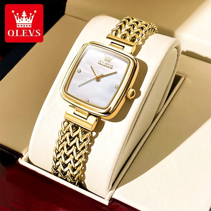 Olevs White Dial Gold-tone Ladies Watch | 9948