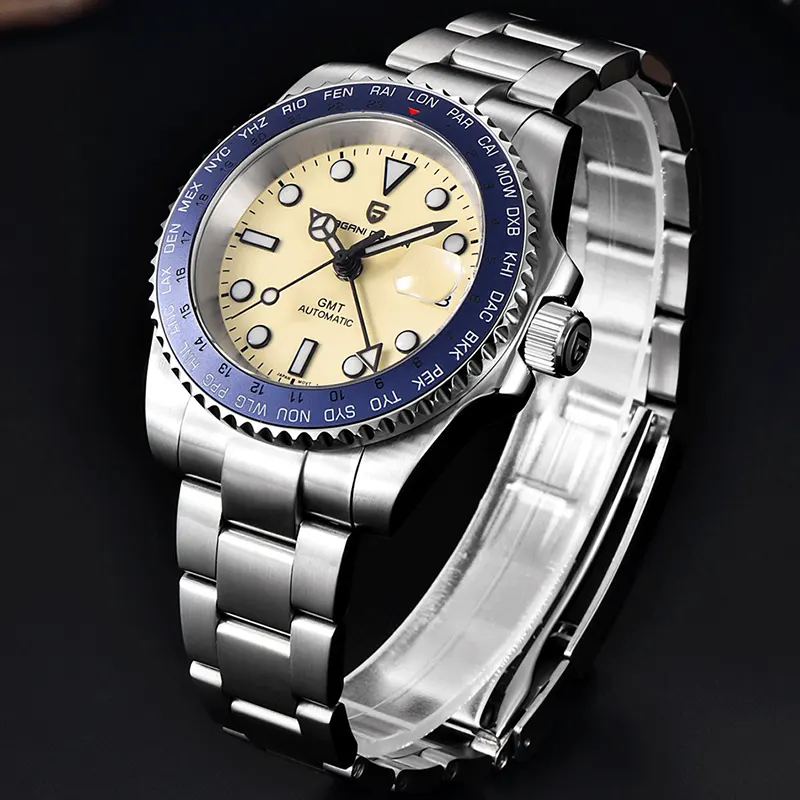 Pagani Design PD-1758 GMT Cream Dial Silver-tone Men's Watch