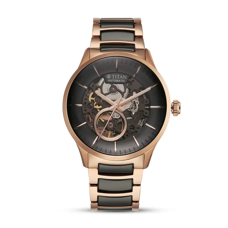 Titan Ceramic Fusion Automatic Skeletal Dial Watch 90174KD03