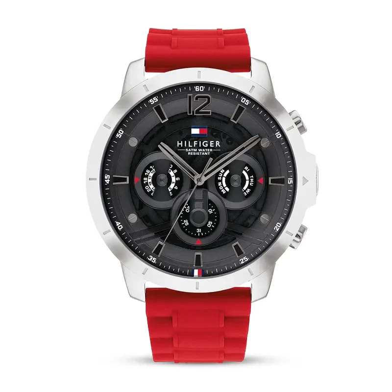 Tommy Hilfiger 1710490 Luca Red Strap Black Dial Men’s Watch