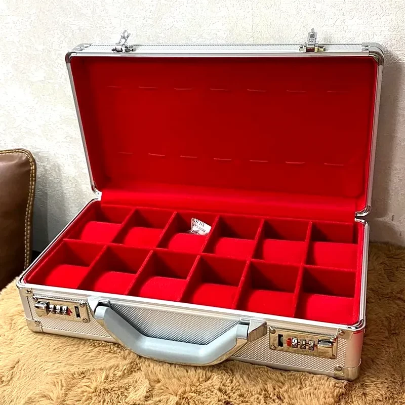 12 Slots Premium Aluminum Metal Briefcase Watch Organizer